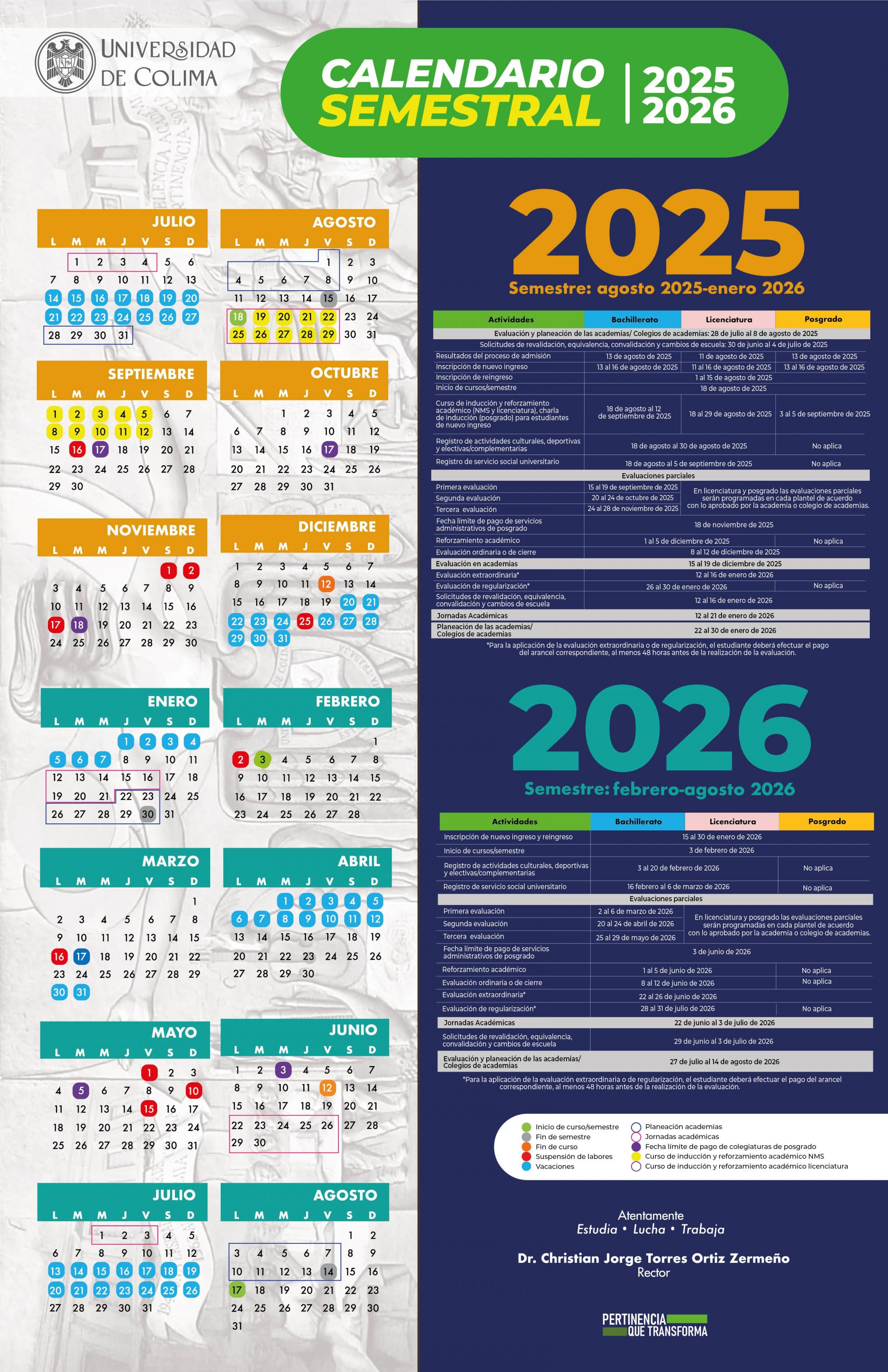 Universidad De Colima Comunidad Udec Calendario Escolar